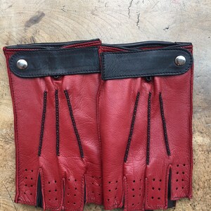 New Red Fingerless Gloves/ Leather Driving Car-cycling Gloves/ Red ...