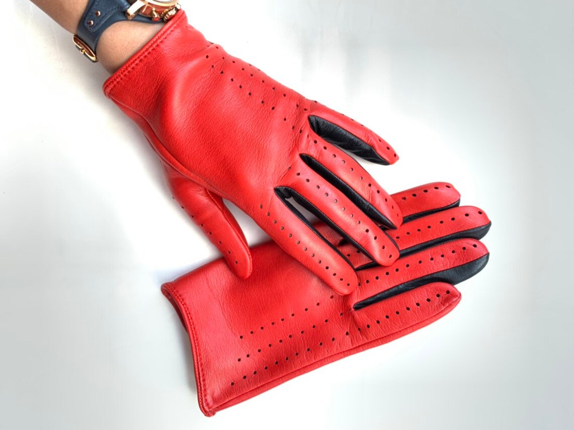 Ferrari Red Driving Gloves/ Leather Gloves for Ladies/ Fashion Gloves ...