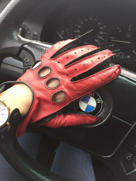 Ladies Leather Driving Gloves Red and Black Gift for Her Wedding Femme Gents Cuir Mother s Day Italian Leather Leather Gloves for Her Etsy Canada