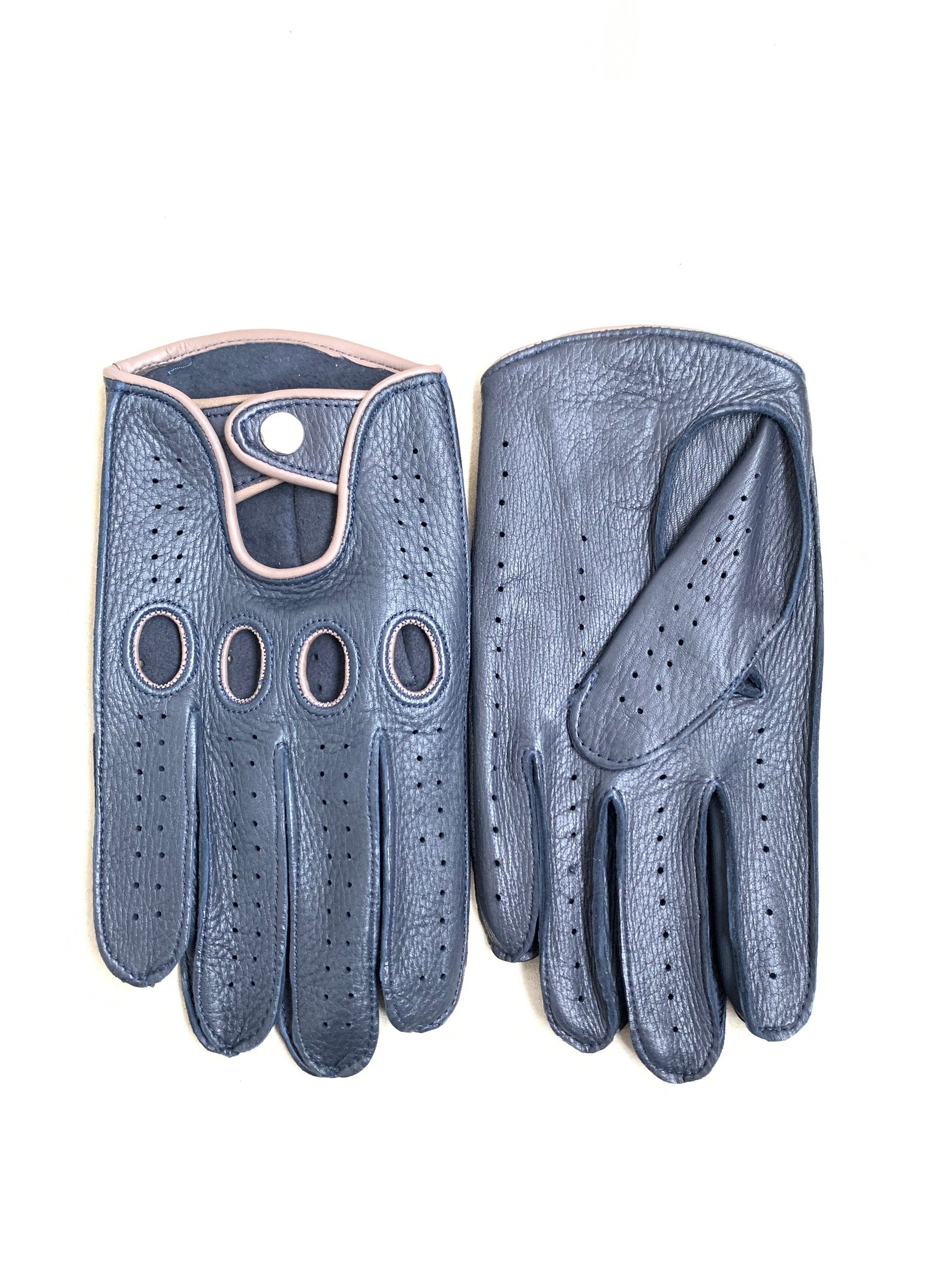 Mens Driving Gloves/ Deerskin Gloves/ Blue Deerskin Gloves/ - Etsy