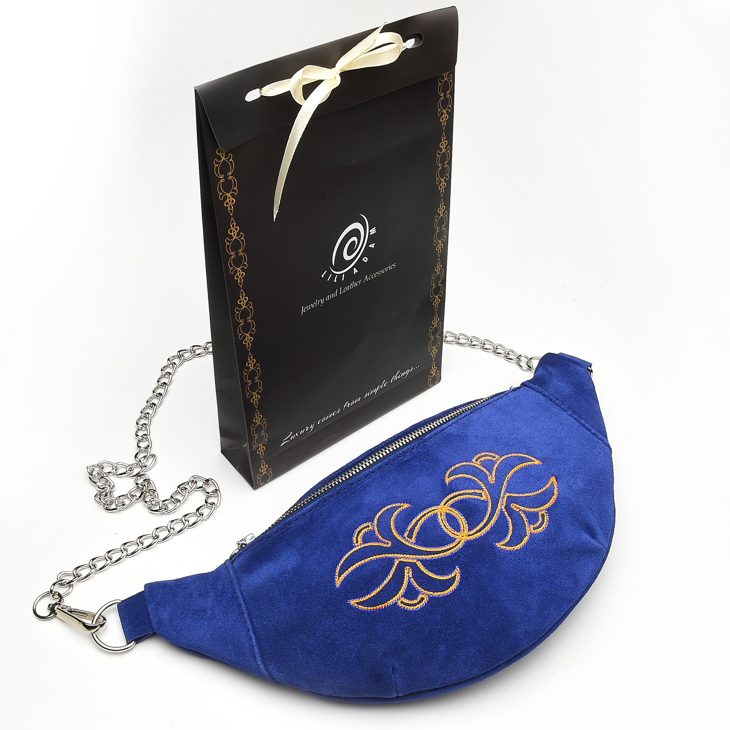 Blue Suede Leather Waist bag/ Suede Leather bag/Belt Pouch/ | Etsy