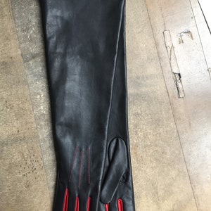 Women's Elegant and Classic Long Leather Gloves/ Super Soft Silk Lining-black and Red Fashion ...