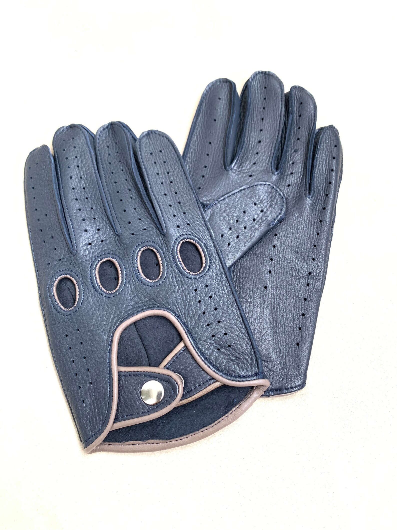 Mens Driving Gloves/ Deerskin Gloves/ Blue Deerskin Gloves/ - Etsy