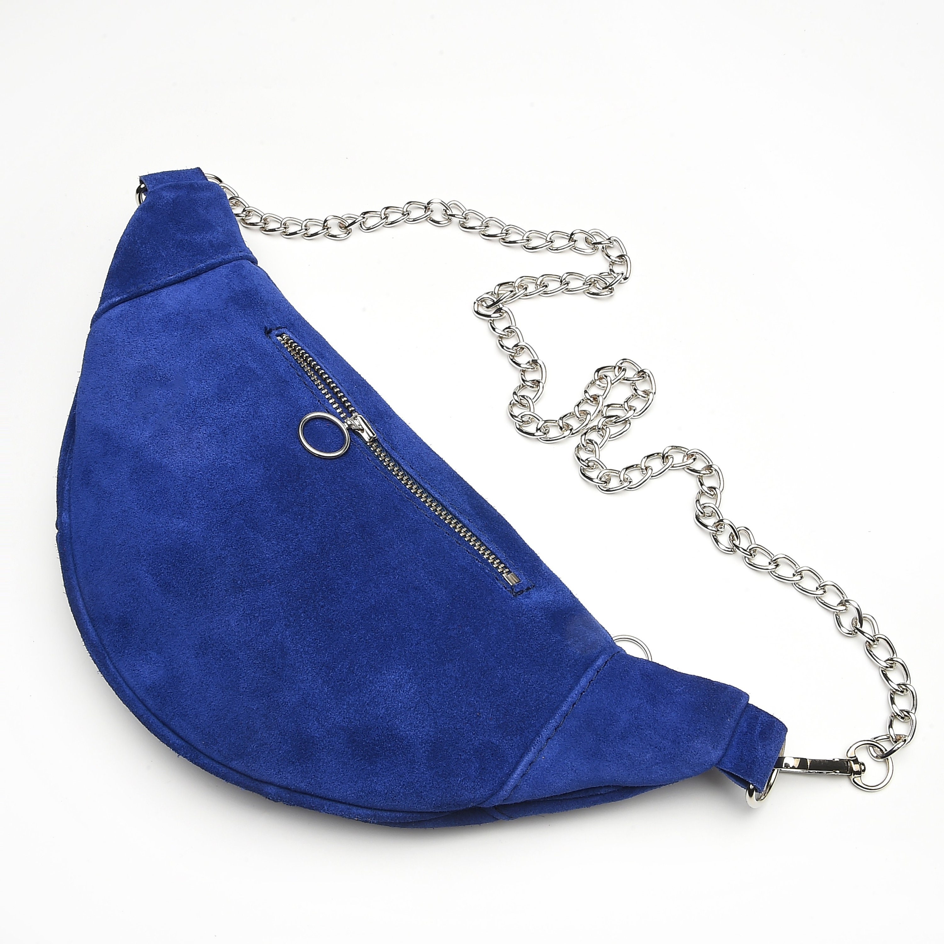 Blue Suede Leather Waist bag/ Suede Leather bag/Belt Pouch/ | Etsy