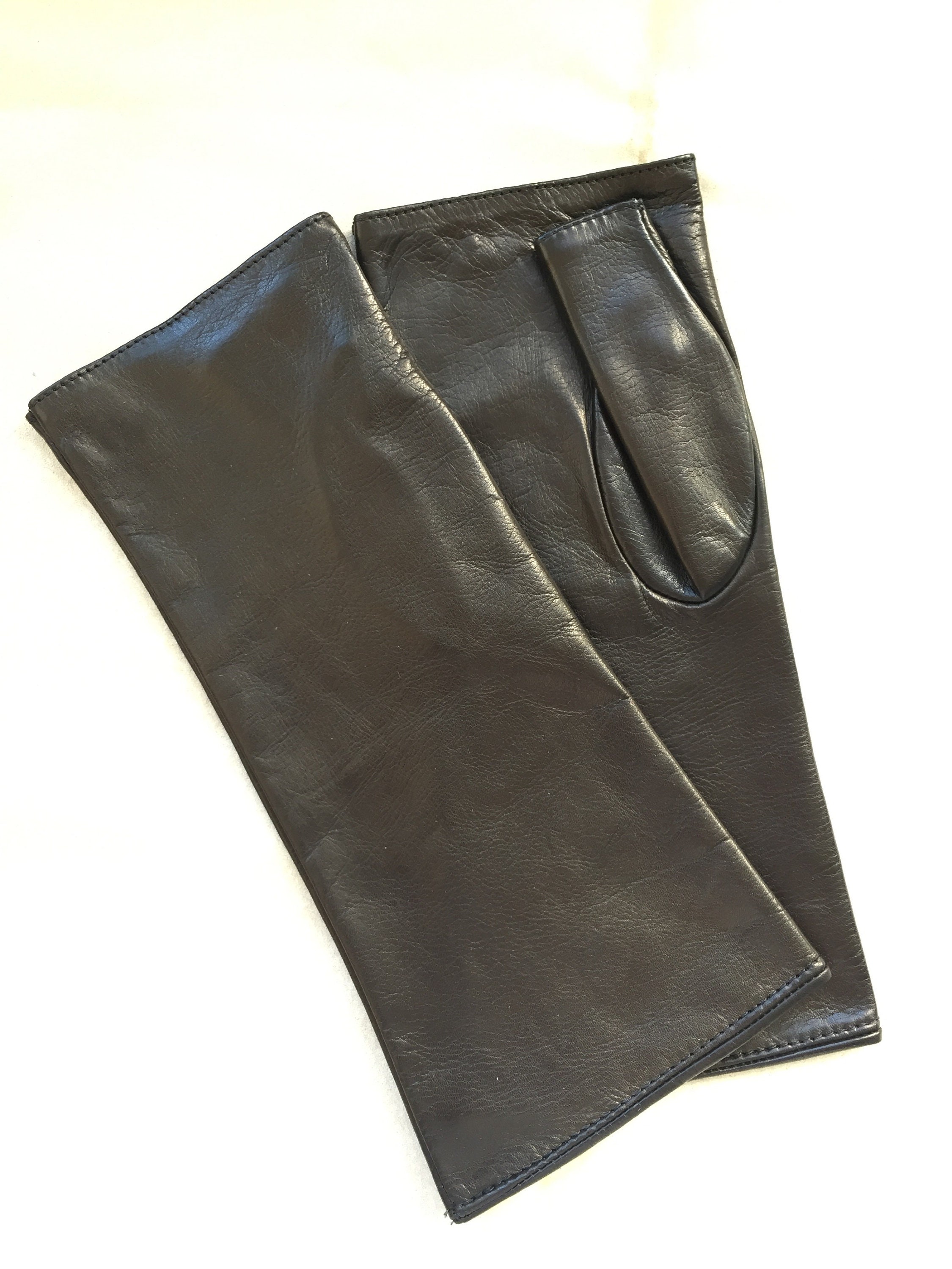 Nappa Lamb Leather Fingerless Gloves: Black Arm Warmers - Etsy