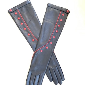 Women's Elegant and Classic Long Leather Gloves-warm and Super Soft 100% Silk Lining-black ...