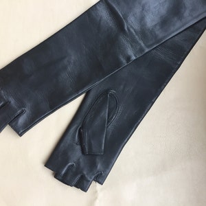 Fingerless Long Leather Gloves/ Super Soft Black Leather Gloves-black-red-women Gift-glamour ...