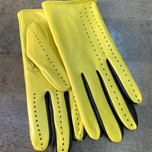 Yellow Driving Gloves/ Leather Gloves for Ladies/ Fashion Gloves Gift ...