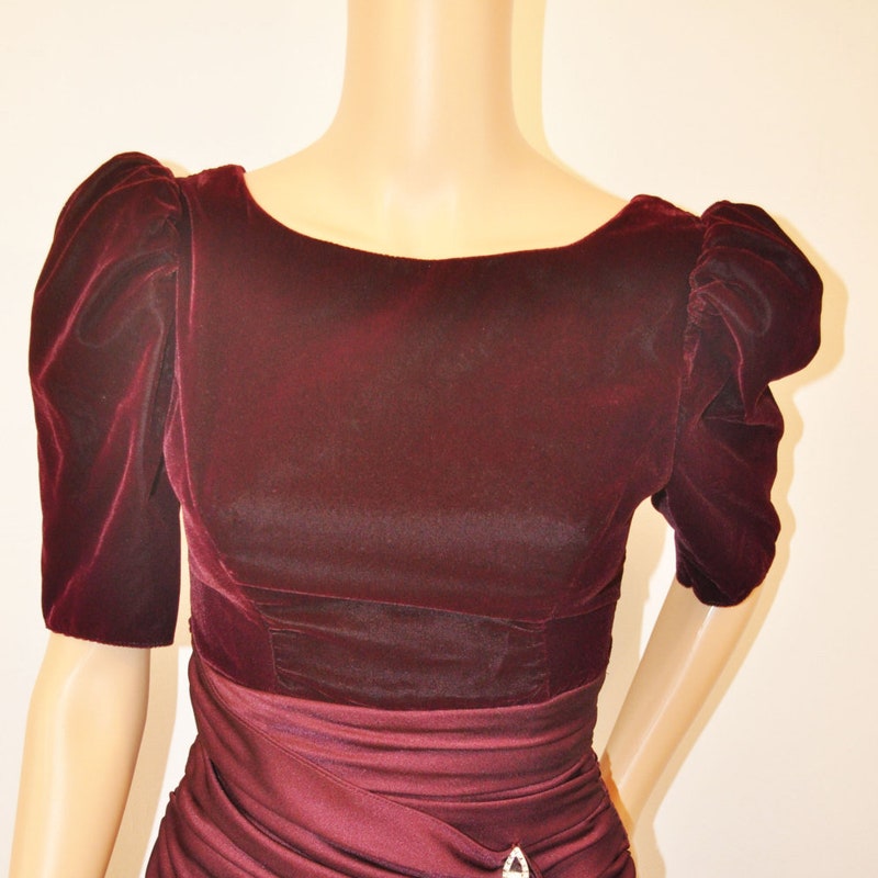 Burgundy Velvet Dress - Etsy