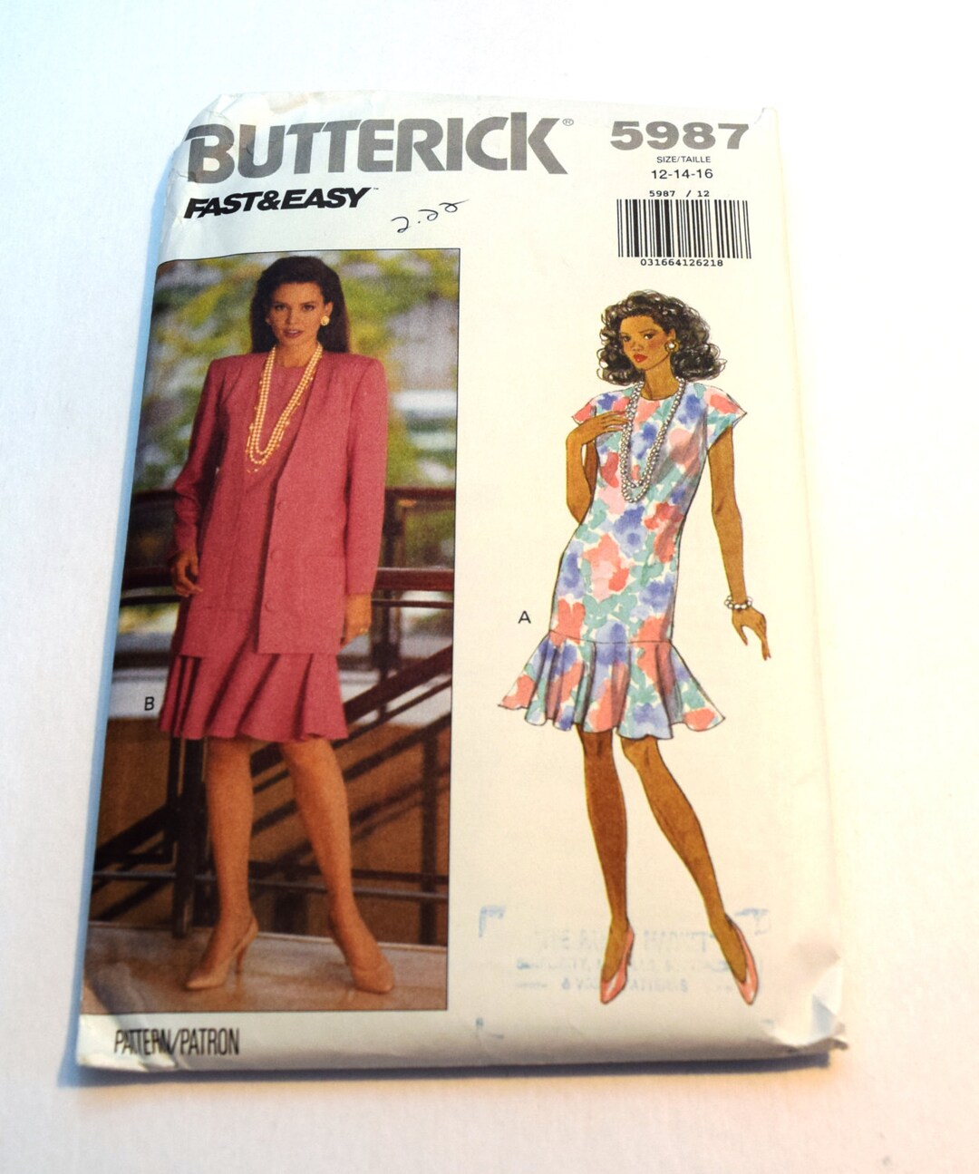 Vintage 1990s Butterick 5987 Misses Jacket and Dress With Flounced Hem ...