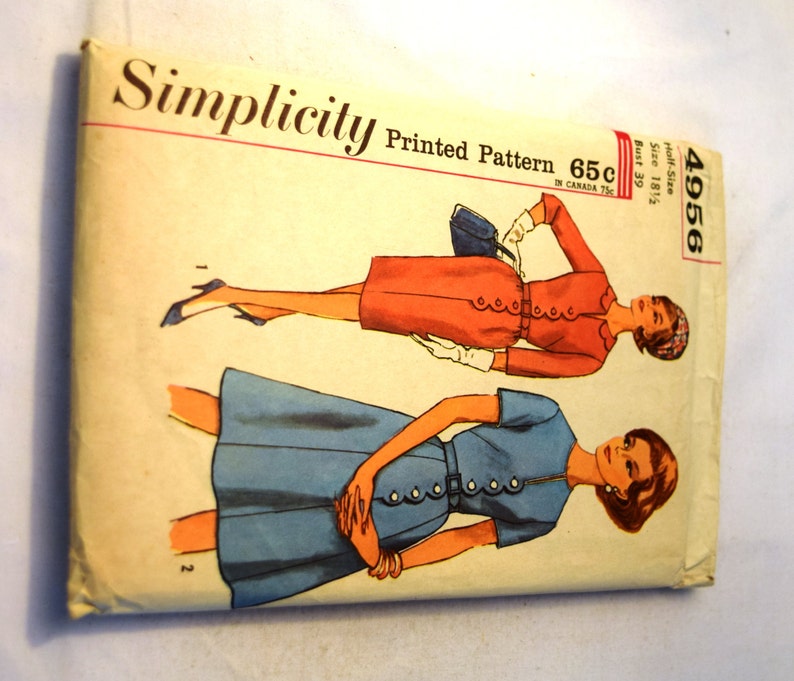 Vintage 1960s Simplicity 4956 Scalloped Button Front Half Size - Etsy