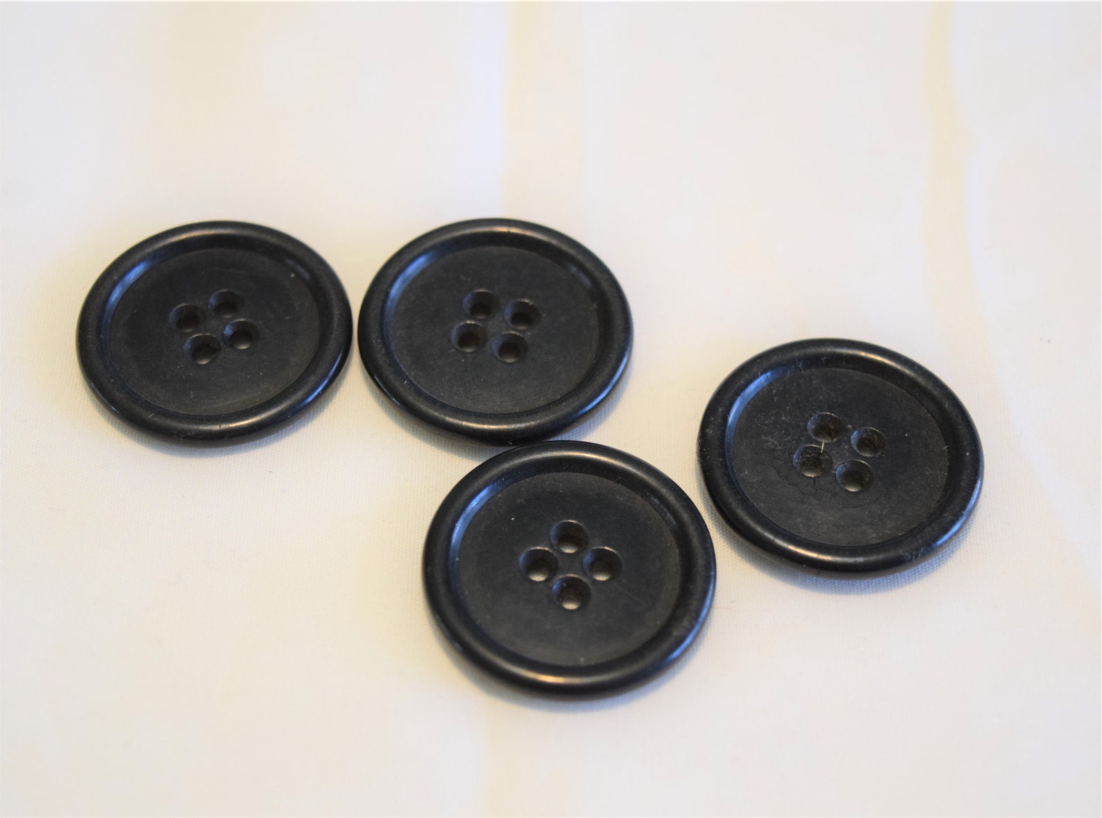 Vintage Black Plastic Coat Buttons Set of 4 4 Holes Raised - Etsy