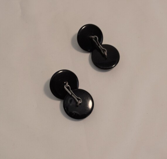 Vintage 1940s 1950s black plastic cuff buttons - Gem