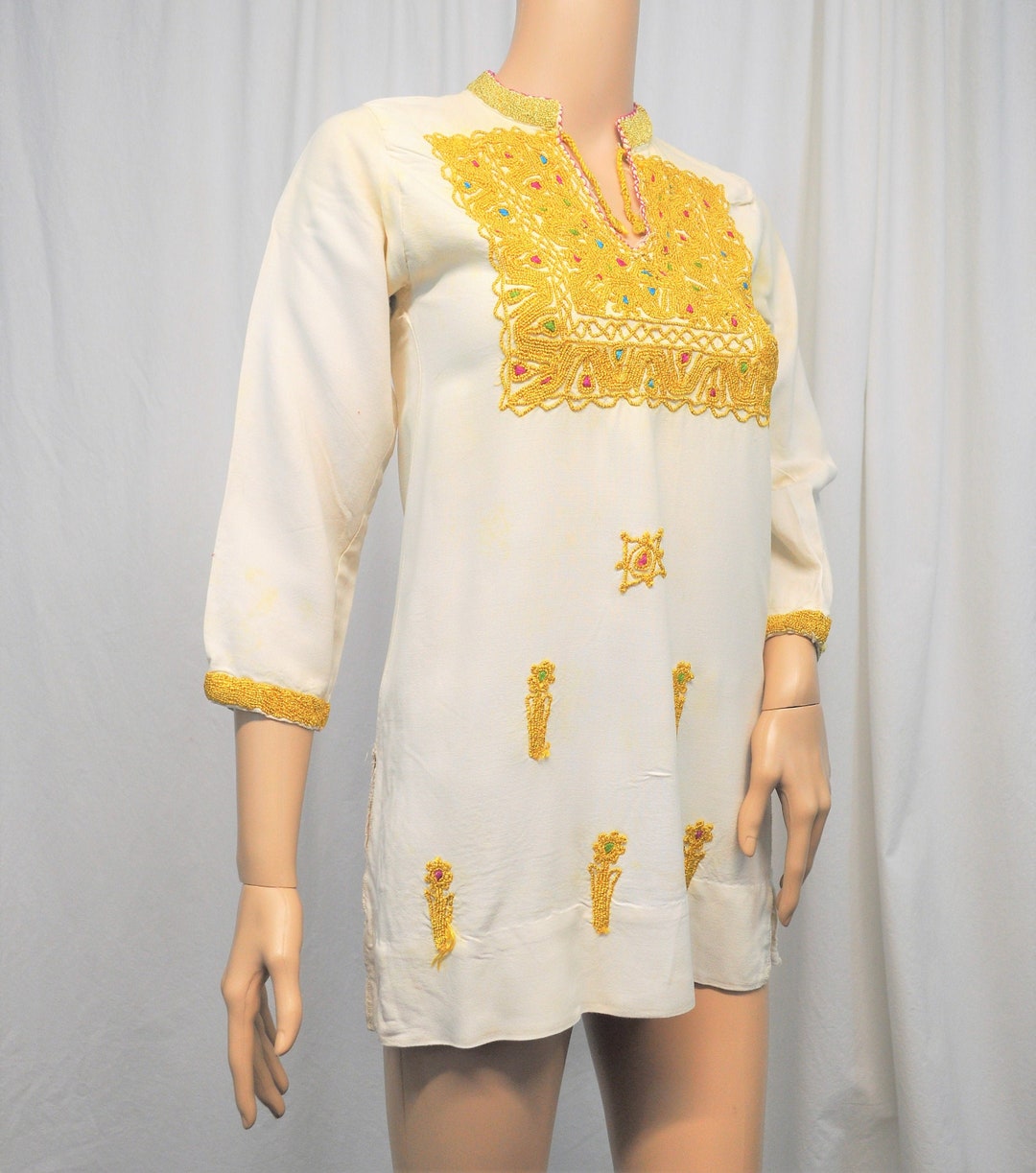 Vintage 1970s 1980s off White Cotton Tunic With Heavy Cording ...