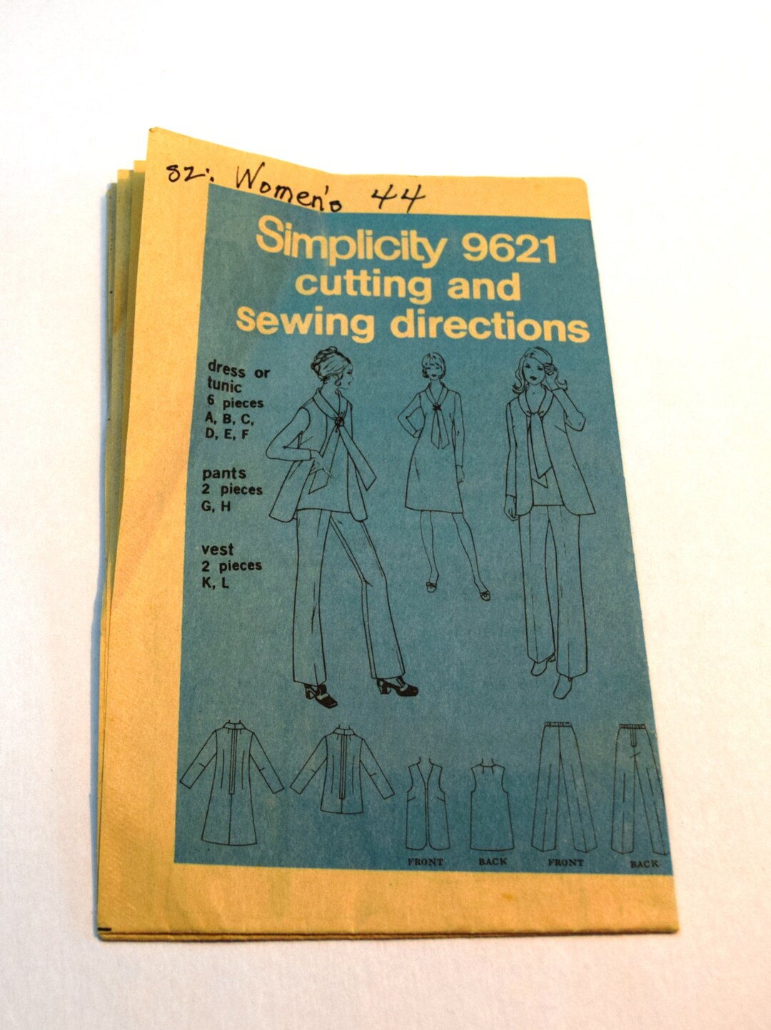 Vintage 1970s Simplicity 9621 Women's Plus Size Dress, Tunic, Pants ...