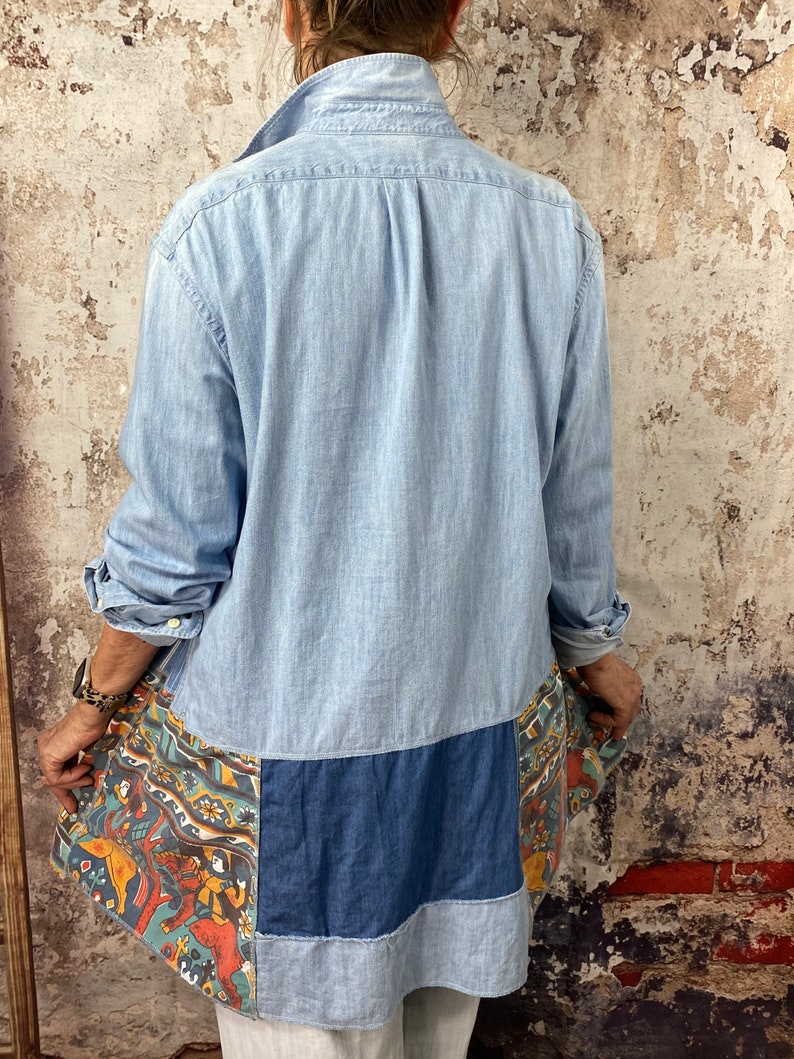 XL Plus up Cycled Denim Patchwork Tunic/dress Repurposed - Etsy