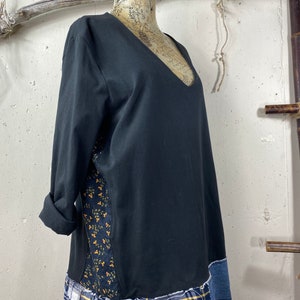Black Women’s Rustic T-shirt up Cycle, Denim, Tattered, Refashion ...