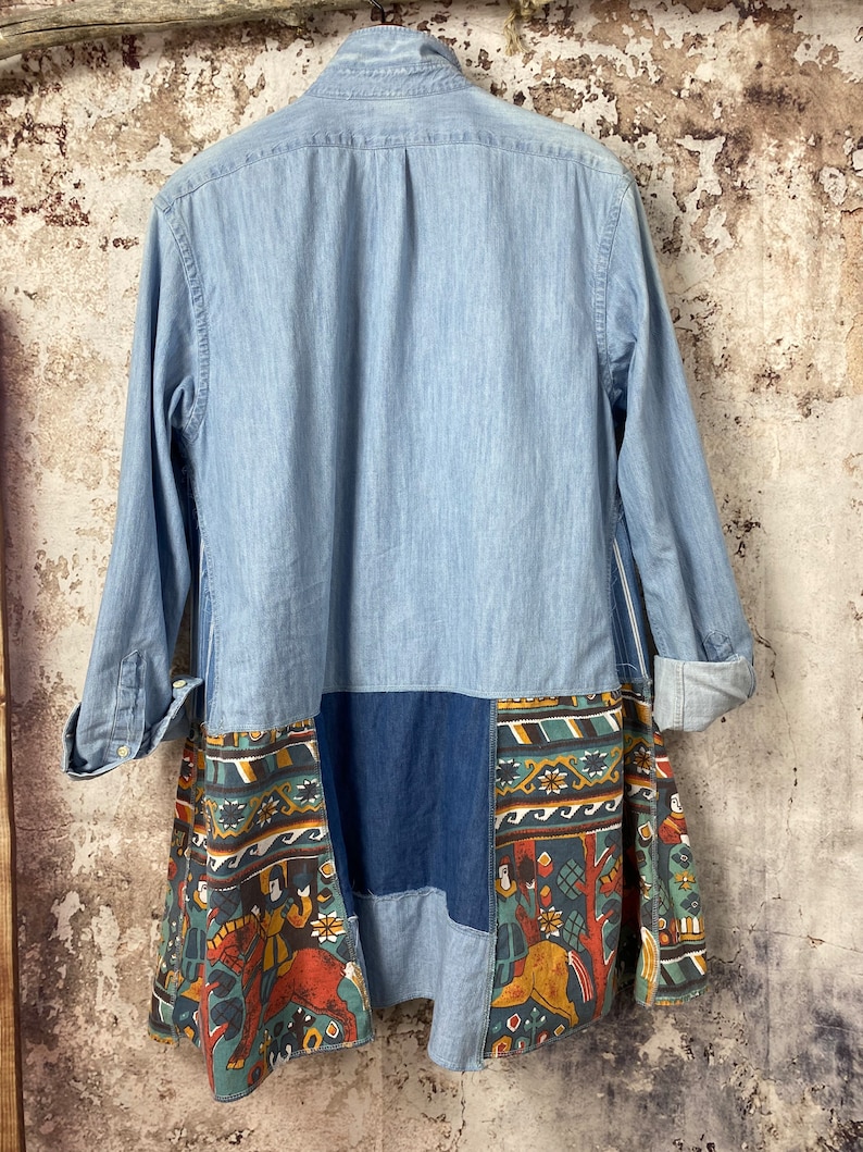 XL Plus up Cycled Denim Patchwork Tunic/dress Repurposed - Etsy