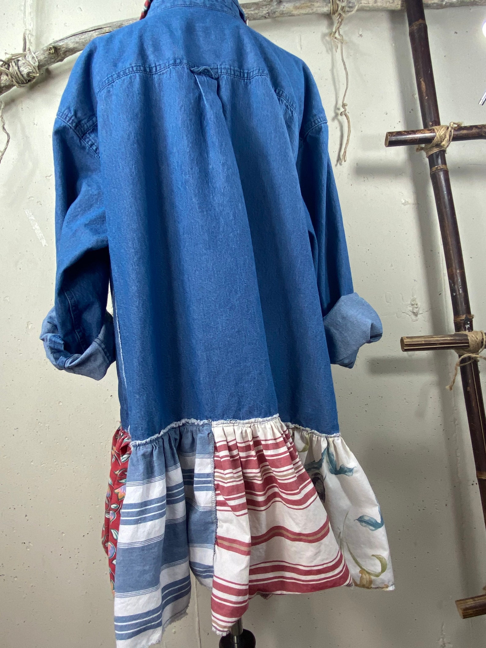 Oversized Denim Tunic, 2X, Color, Fun and Funky, Distressed, Tattered ...