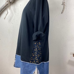 Black Women’s Rustic T-shirt up Cycle, Denim, Tattered, Refashion ...