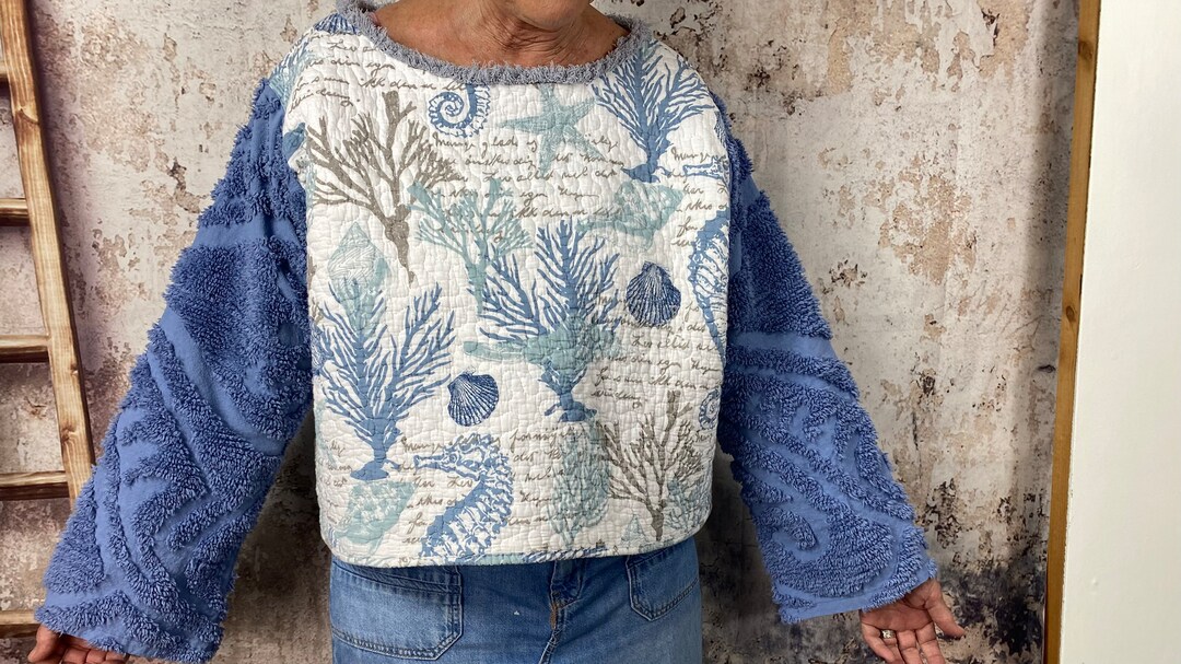 Up Cycled Quilt Pullover, Chenille, Refashioned, Casual and Comfortable ...