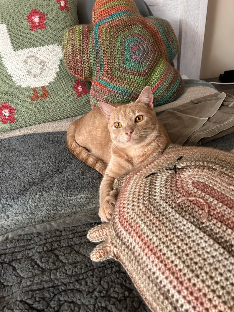 Cat Loaf Pillow Crochet PATTERN Cat Plushie Cushion Cute Home Decor ...