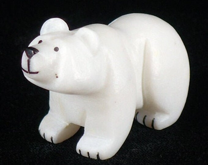 Zuni Fetish White Bear Carving Walking Bear on All Fours by Corwin ...