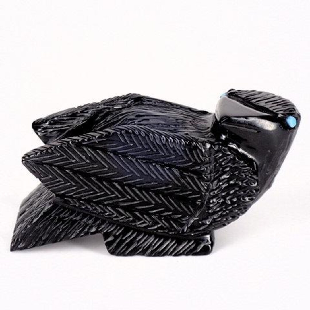 Zuni Fetishes Black Raven Crow Fetish Turquoise Eyes Mike Tucson Native ...