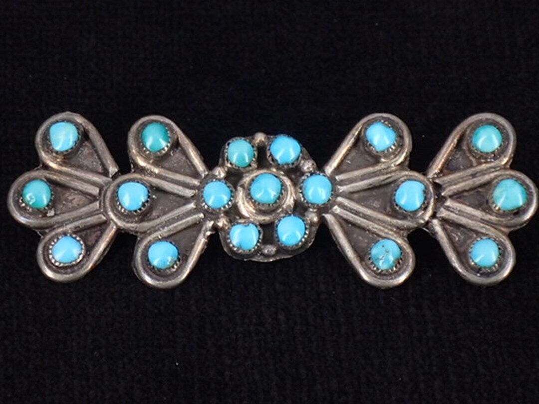 Vintage Old Zuni Pin Sleeping Beauty Petit Point Turquoise Handcut ...