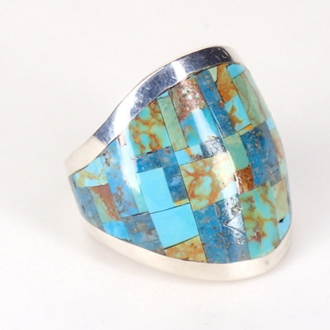 New! Colin Coonsis Zuni Jewelry Ring Incredible Inlaid Turquoise and ...