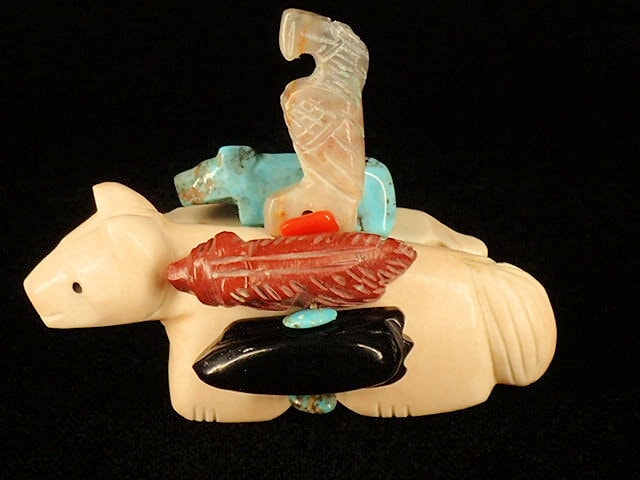 Figurines Zuni Fetish Directional Set Red Badger Mountian Lion Wolf ...