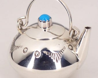 New! Navajo Jewelry (large) Miniature Tea Pot Handcrafted Sterling ...
