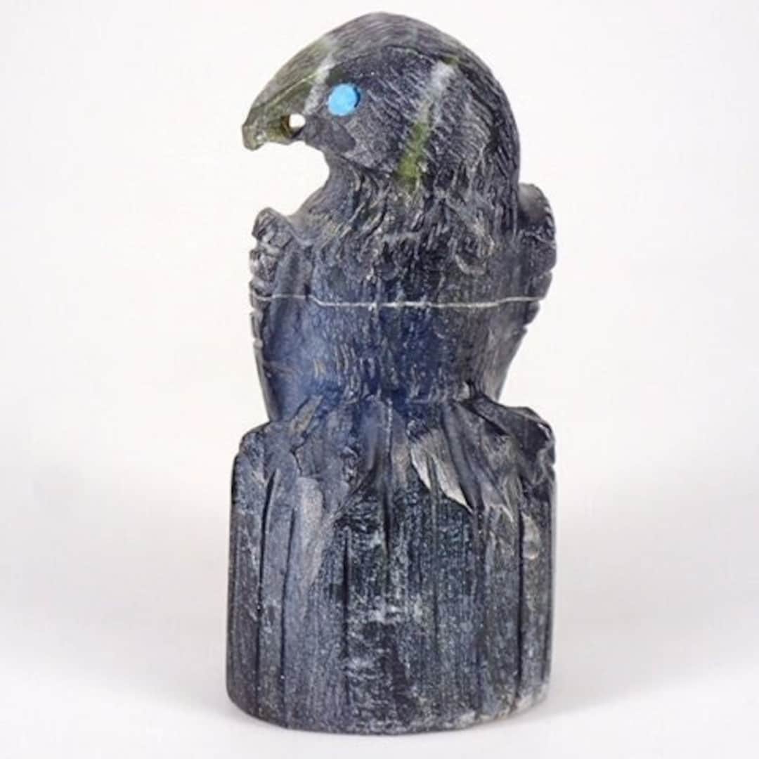 Zuni Fetishes Eagle Fetish Carving Green Ricolite Bird Turquoise Eyes ...