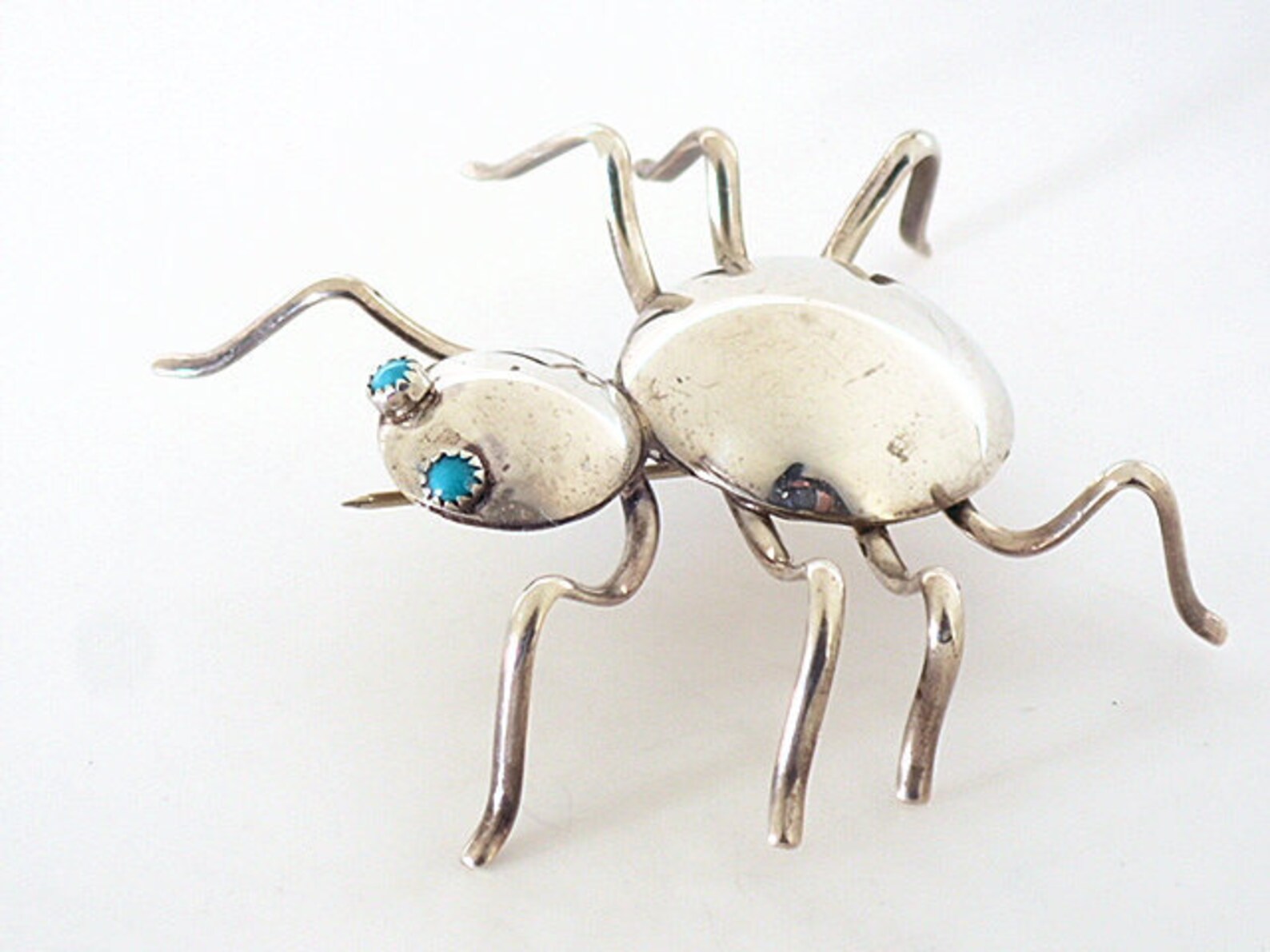 Vintage Old Native American Pin Large Navajo Silver Turquoise - Etsy