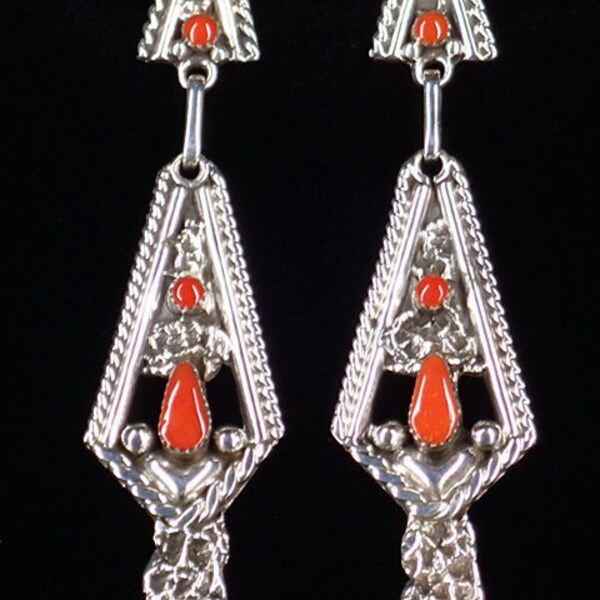 Native American Coral Earrings - Etsy