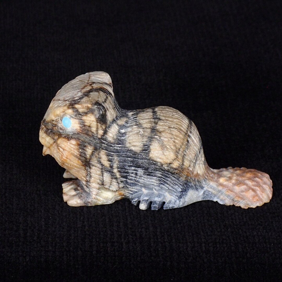 Zuni Fetishes Beaver Fetish Carving Detailed Picasso Marble Beaver ...
