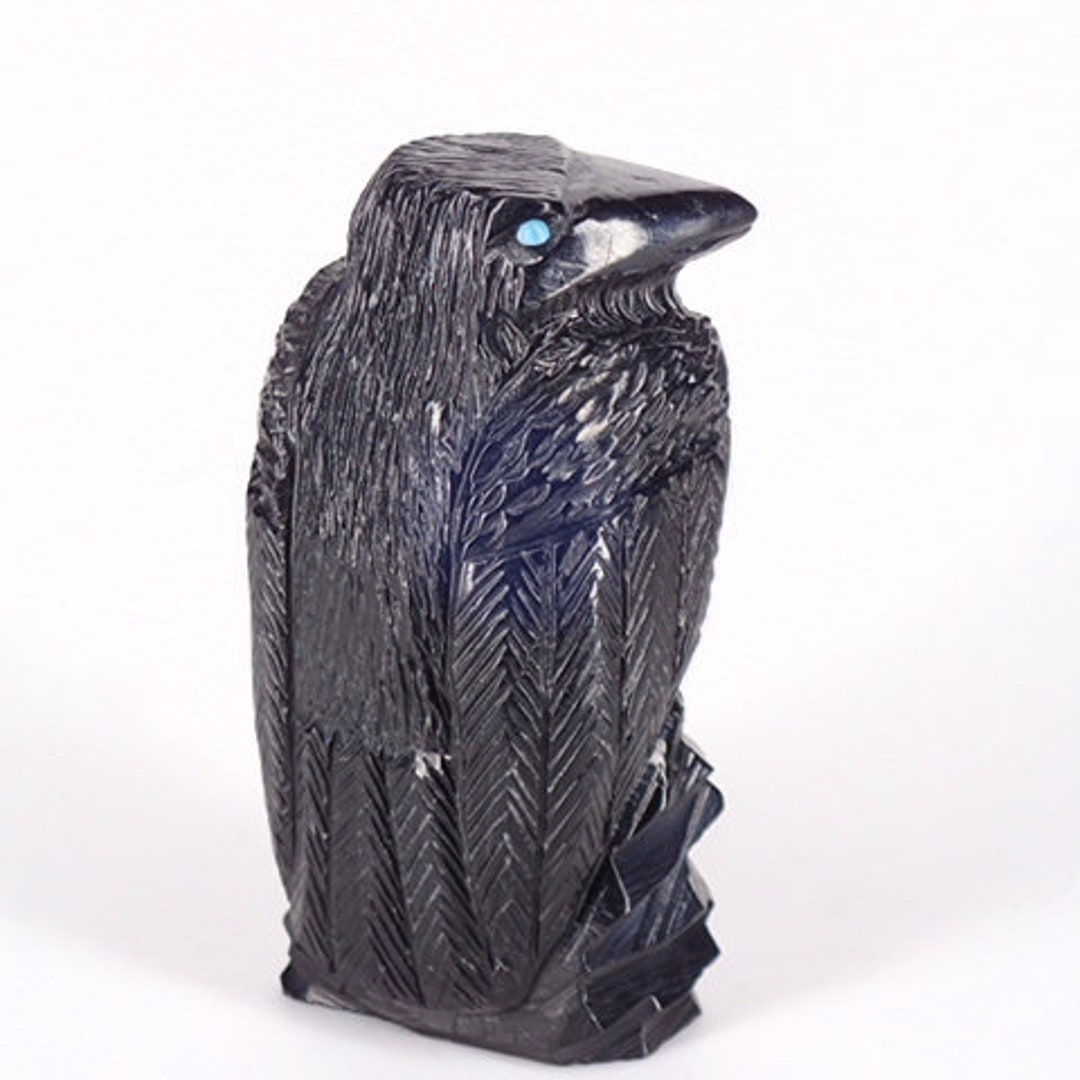 Zuni Fetishes Black Raven Crow Fetish Turquoise Eyes Mike Tucson Native ...