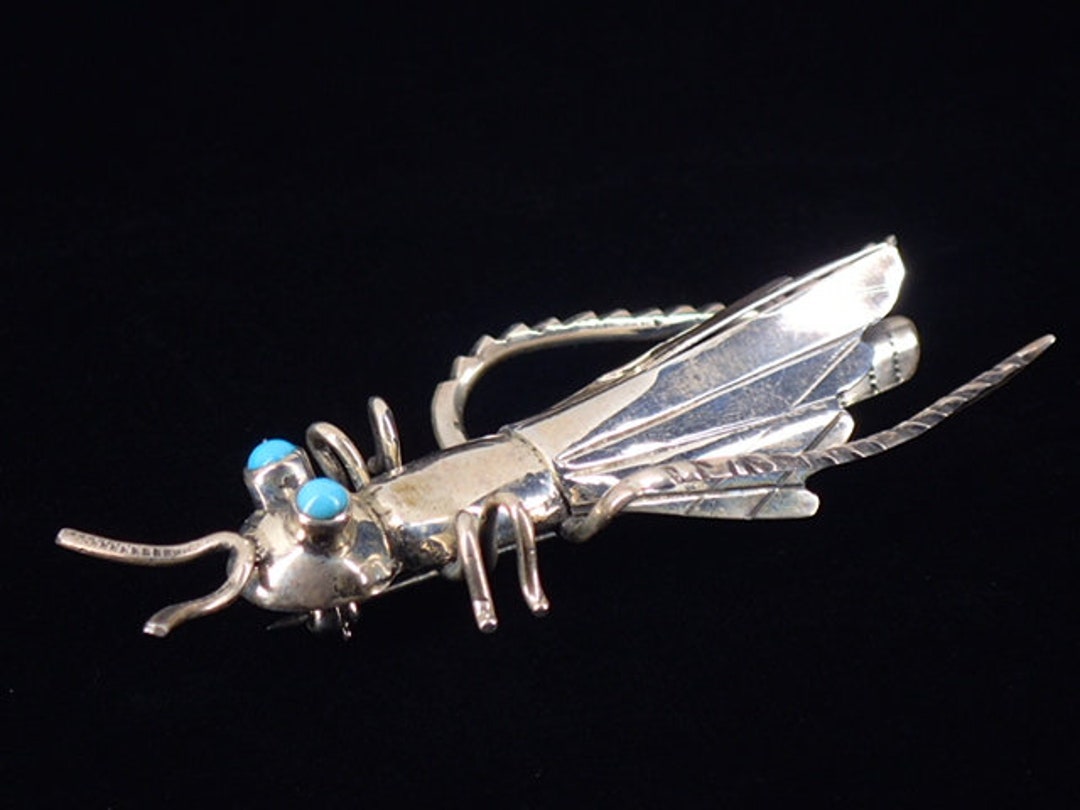 Vintage Old Pin Native American Navajo Sterling Silver Grasshopper Bug ...