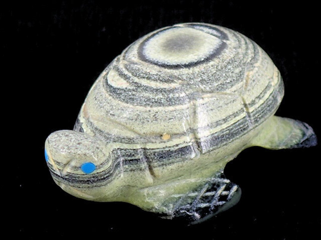 Zuni Fetishes Turtle Fetish Carving Green Ricolite Turquoise Eyes ...