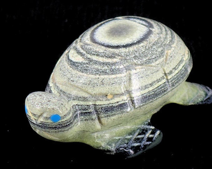 Zuni Fetishes Turtle Fetish Carving Green Ricolite Turquoise Eyes ...