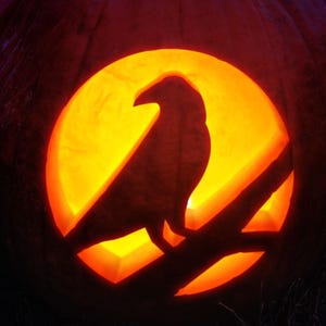 Crow Pumpkin Carving Stencil: Spooky Jack-o-lantern Template (PDF ...