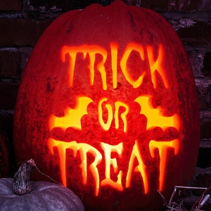 Printable Trick or Treat Pumpkin Carving Stencil | Halloween Pumpkin ...