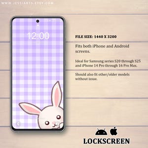 Bunny Phone Bookshelf Wallpaper Set | Pastel Spring Lockscreen | Easter ...