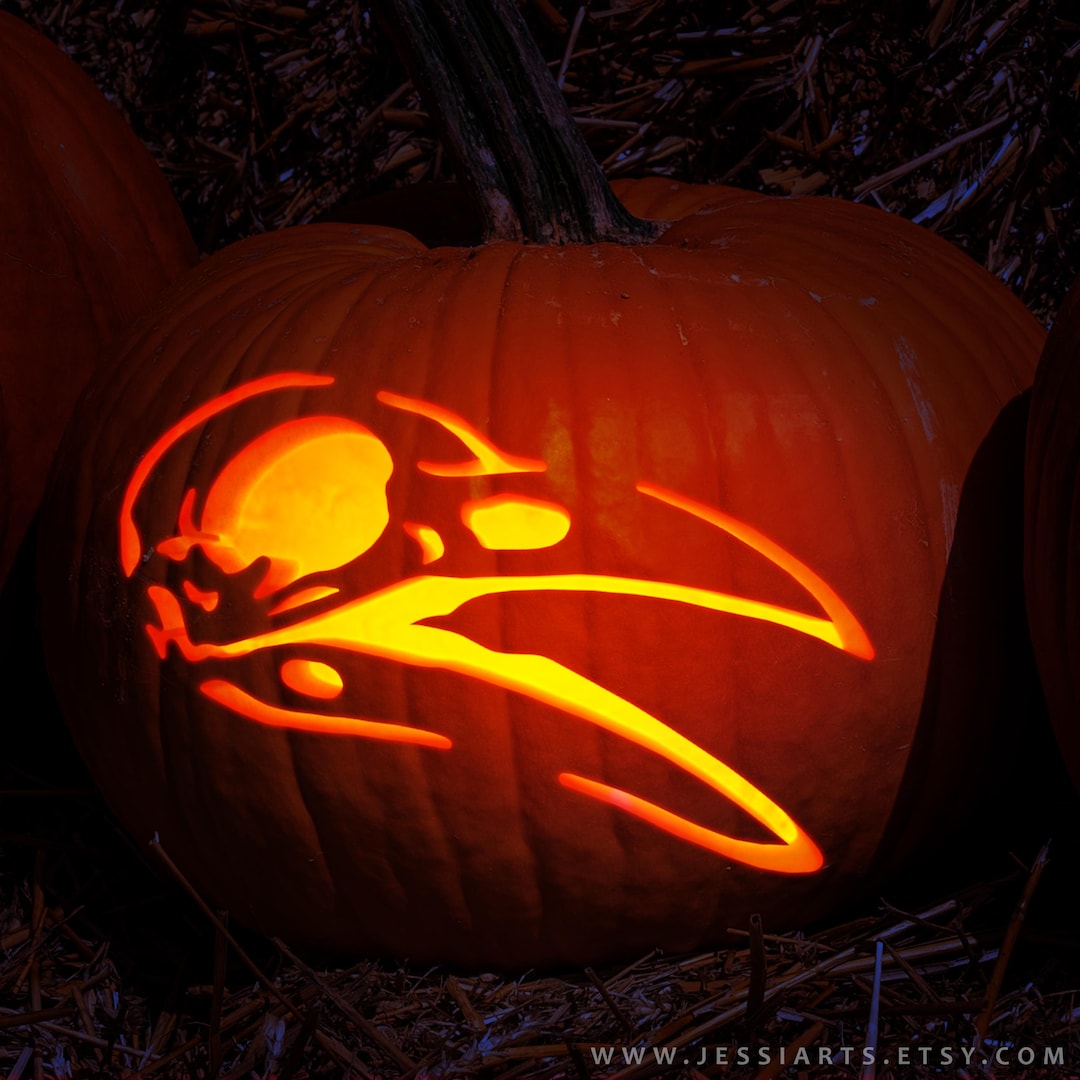 Printable Crow Skull Pumpkin Carving Stencil | Halloween Pumpkin ...