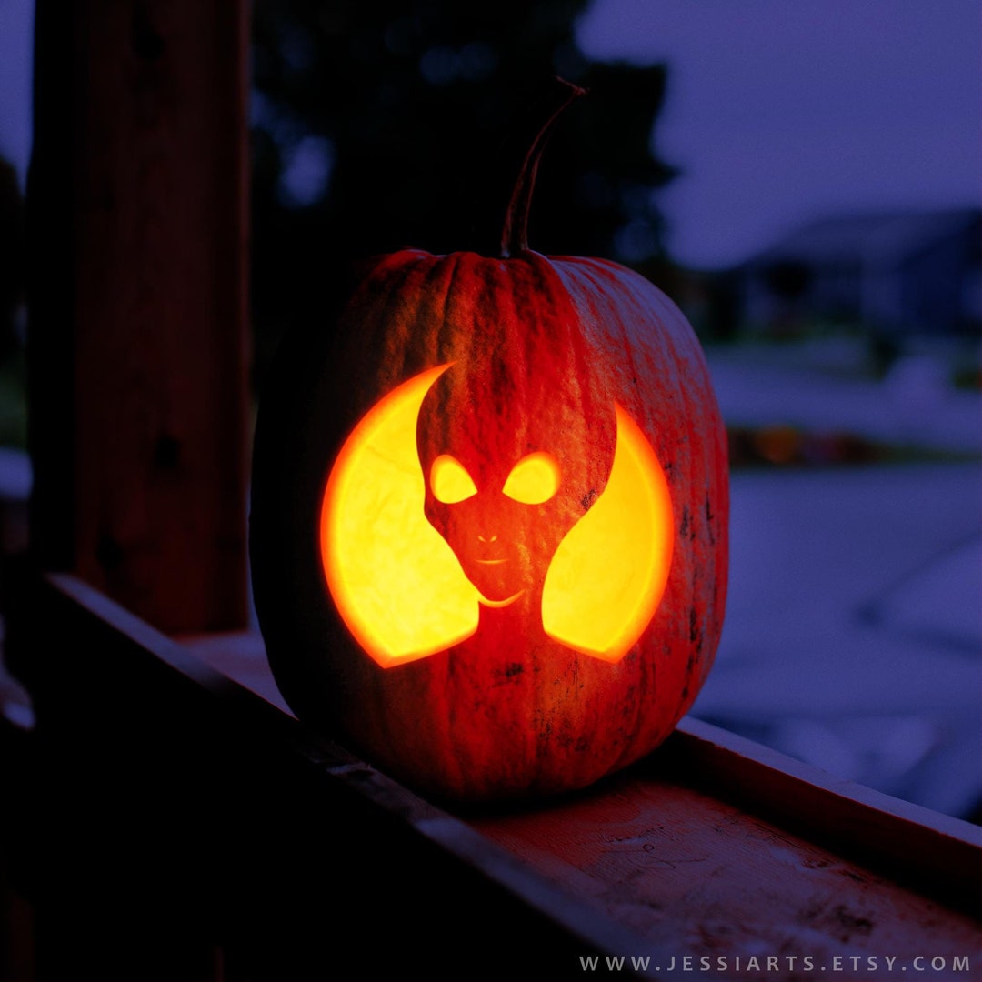 Printable Alien Carving Stencil | Halloween Pumpkin Alien Carving ...