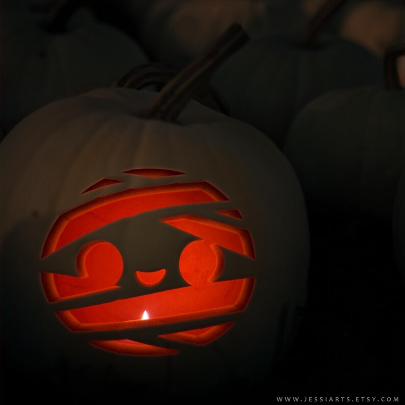 Printable Cute Mummy Carving Stencil | Halloween Pumpkin Mummy Carving ...