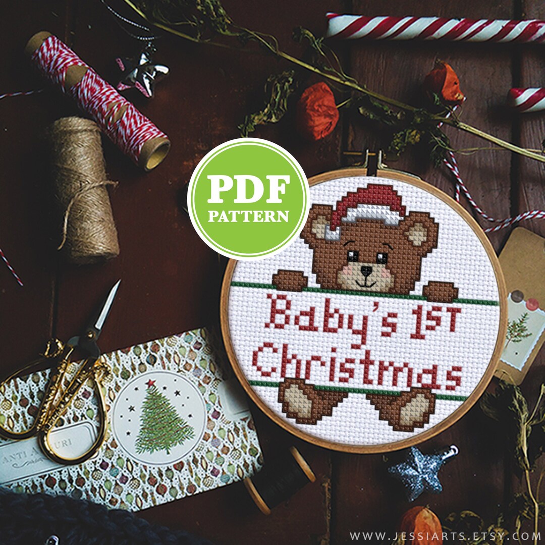 Baby's First Christmas Cross Stitch Pattern | Easy Beginner Design (PDF ...