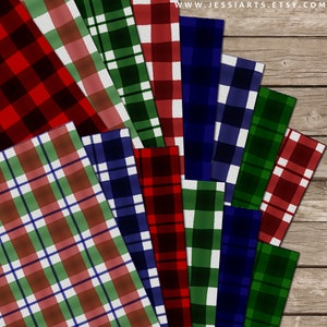 Christmas Check Plaid Pattern Digital Paper | Watercolor Buffalo Plaid ...