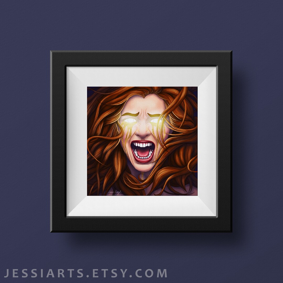 Scream Art Print: Surrealist Woman With Golden Tears - Etsy
