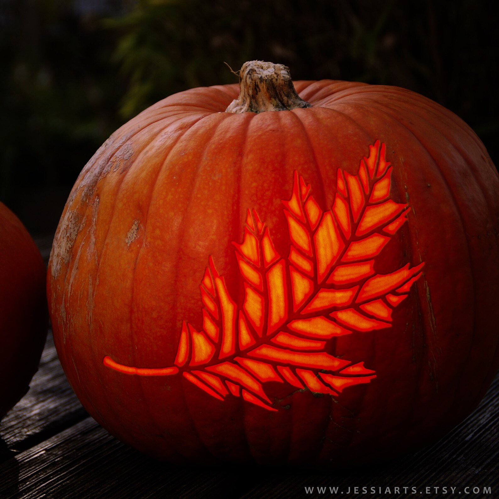 Printable Oak Leaf Pumpkin Carving Stencil Halloween Pumpkin | Etsy